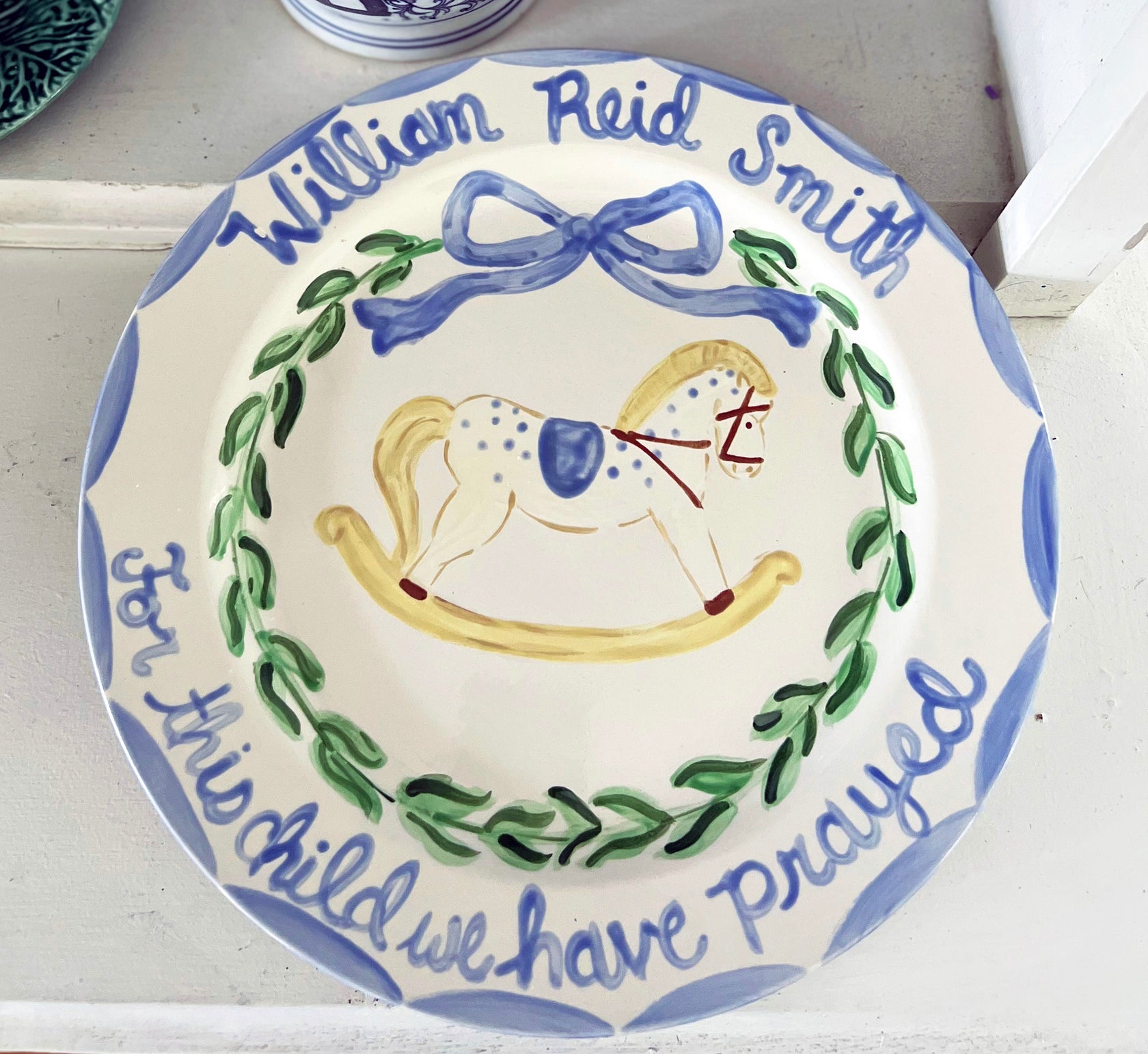 Rocking Horse Plate 11" - Blue – Stephanie Garcia Art